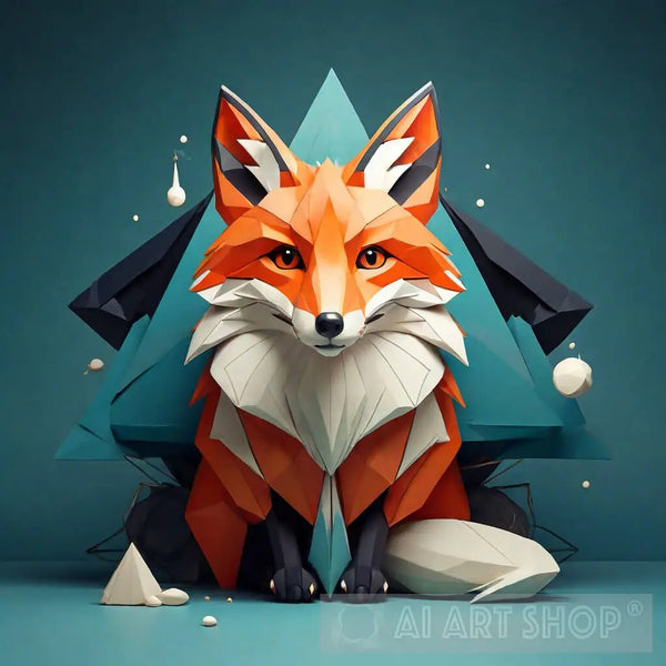 Snow fox design in the form of geometric shapes