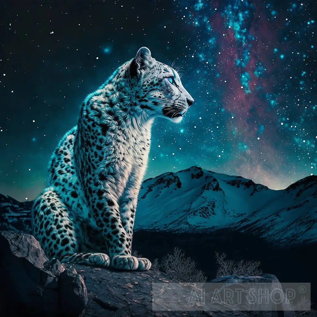 Snow Leopard at the Northern Lights