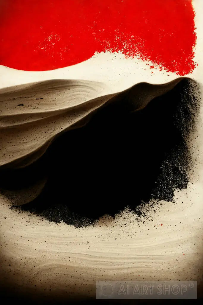 Solar landscape abstract AI digital art desert storm Black Red Whit...