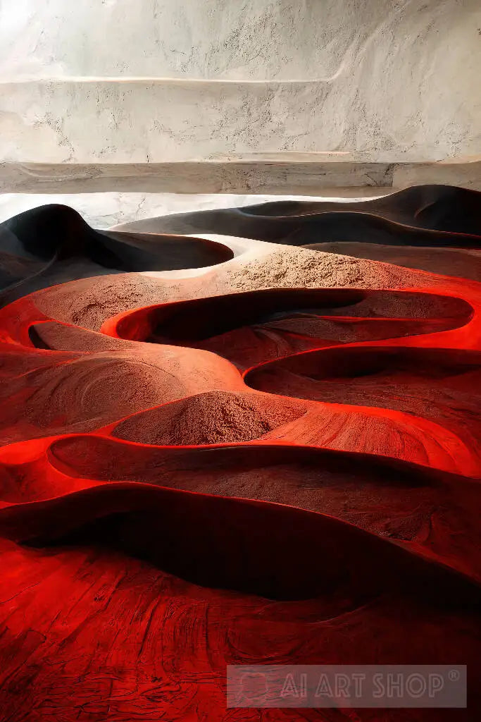 Solar landscape abstract AI digital art desert storm Black Red Whit...