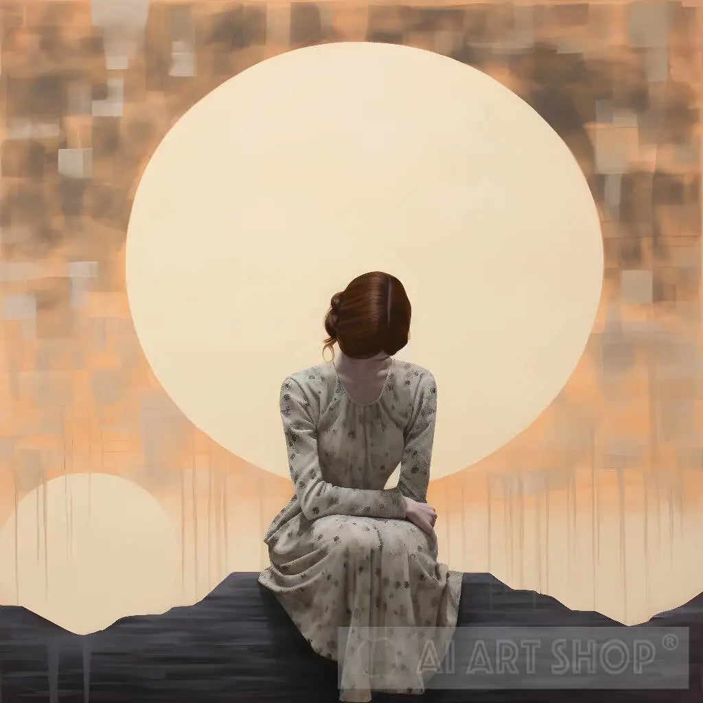 Solitary Contemplation at Dusk – Poignant Earthy Tone Painting