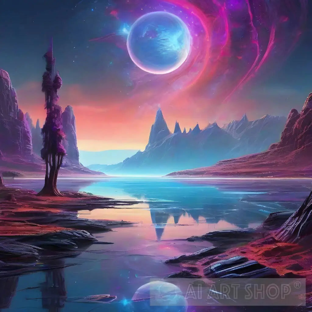 Space Landscape, Space Art, Celestial Landscape, Galactic Wonders,