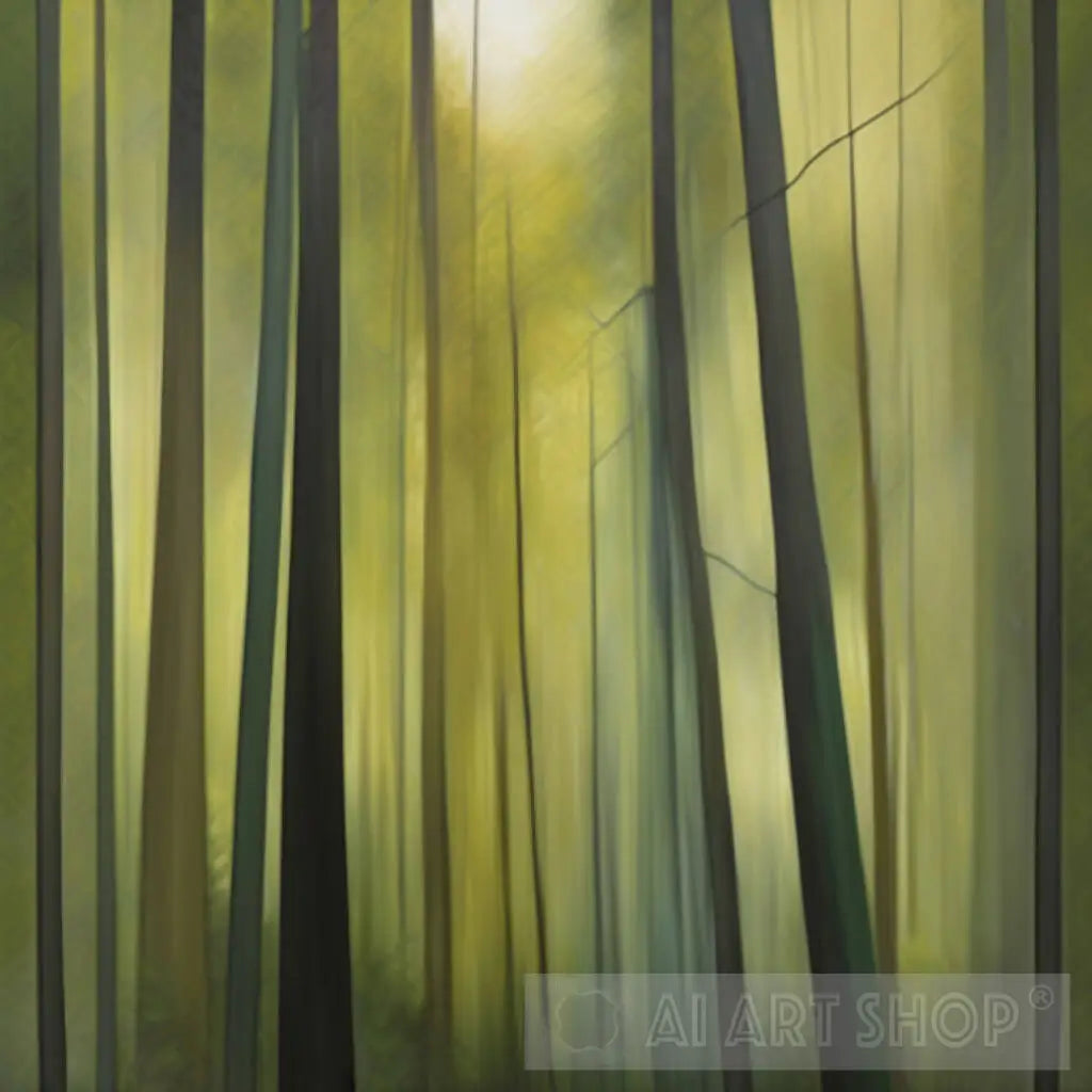 Spectral Sanctuary Abstract Oil Painting of Forest Harmony