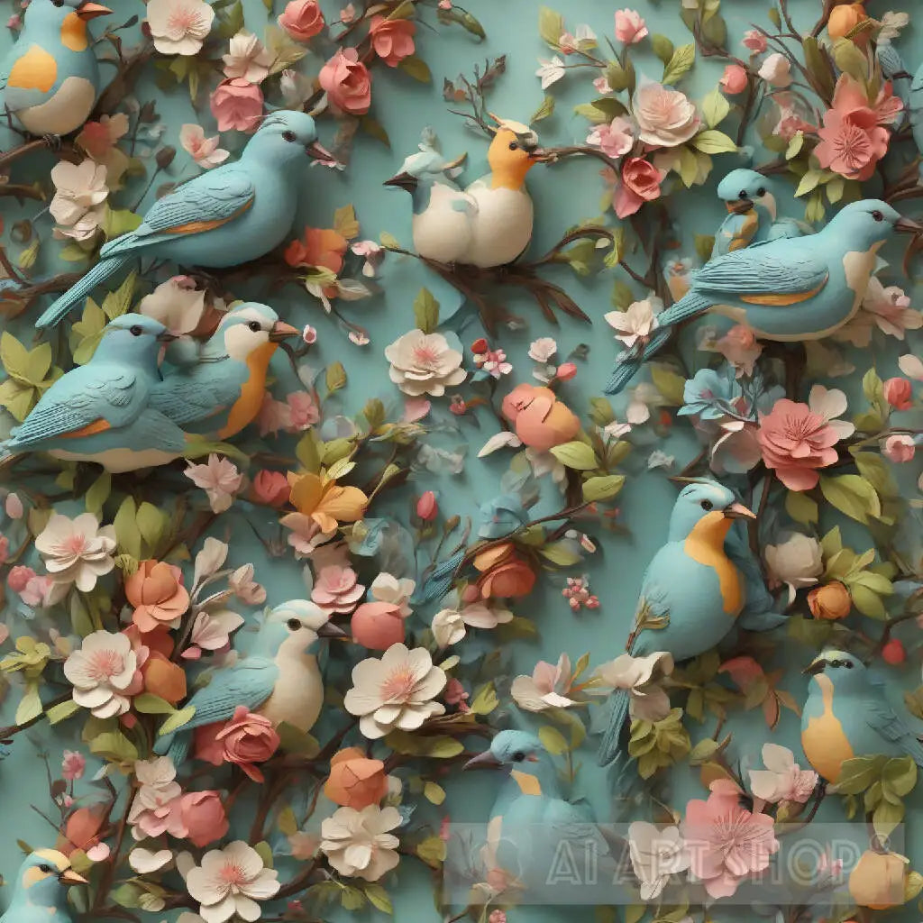 spring birds 3d