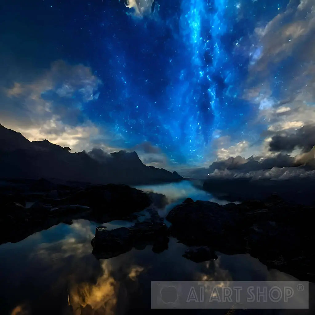 Star Beam Over Lake