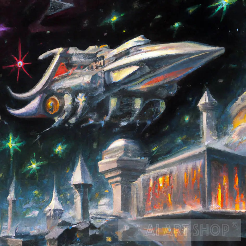 Starry Flight:,AI generated comic book style sci-fi art painting de...