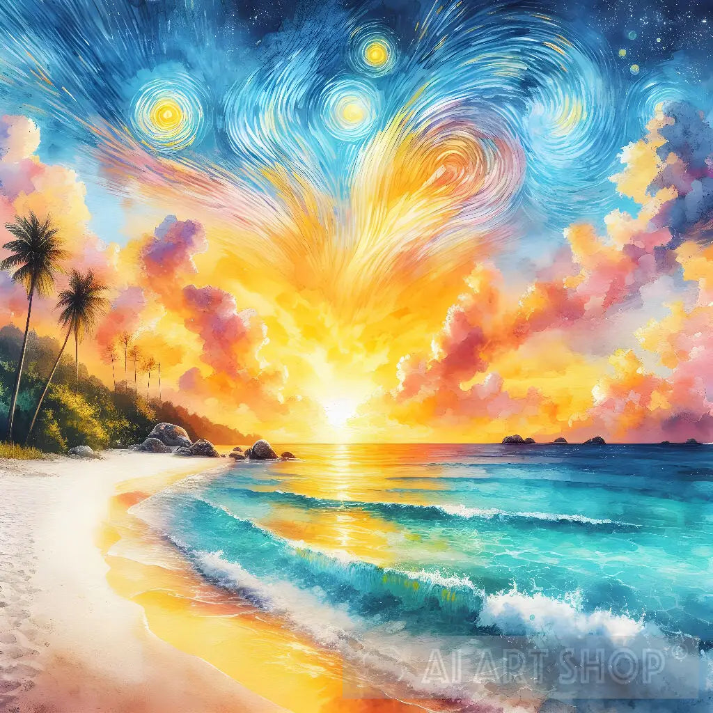 Celestial Dreamscape Wall Art - Captivating Starry Sky Painting