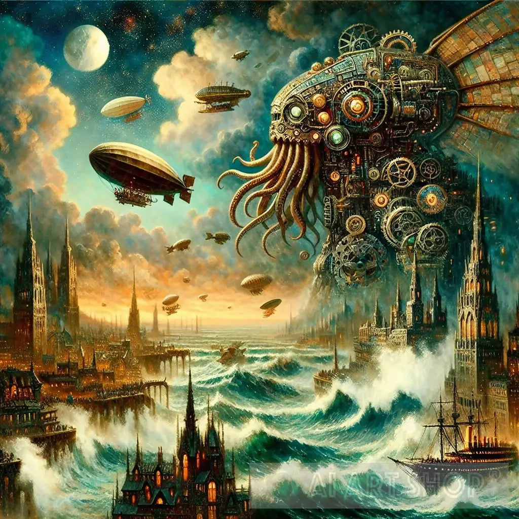 Steampunk Cthulhu Emerges! | Mechanical Leviathan Terrorizes Jules ...