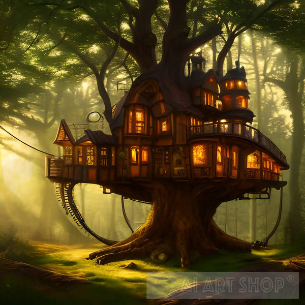 Steampunk Treehouse in Forest