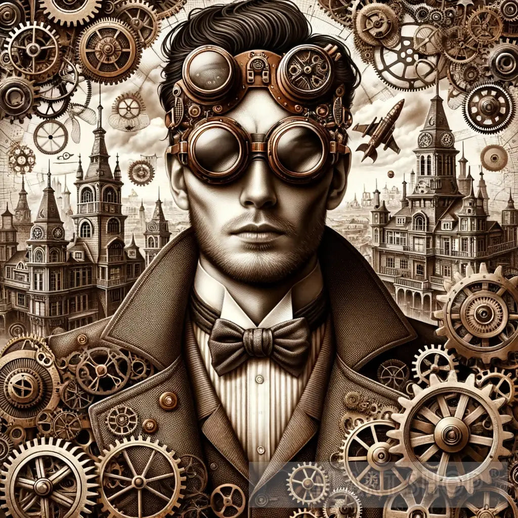 Portrait Art - Steampunk Visionary: Gears of Genius