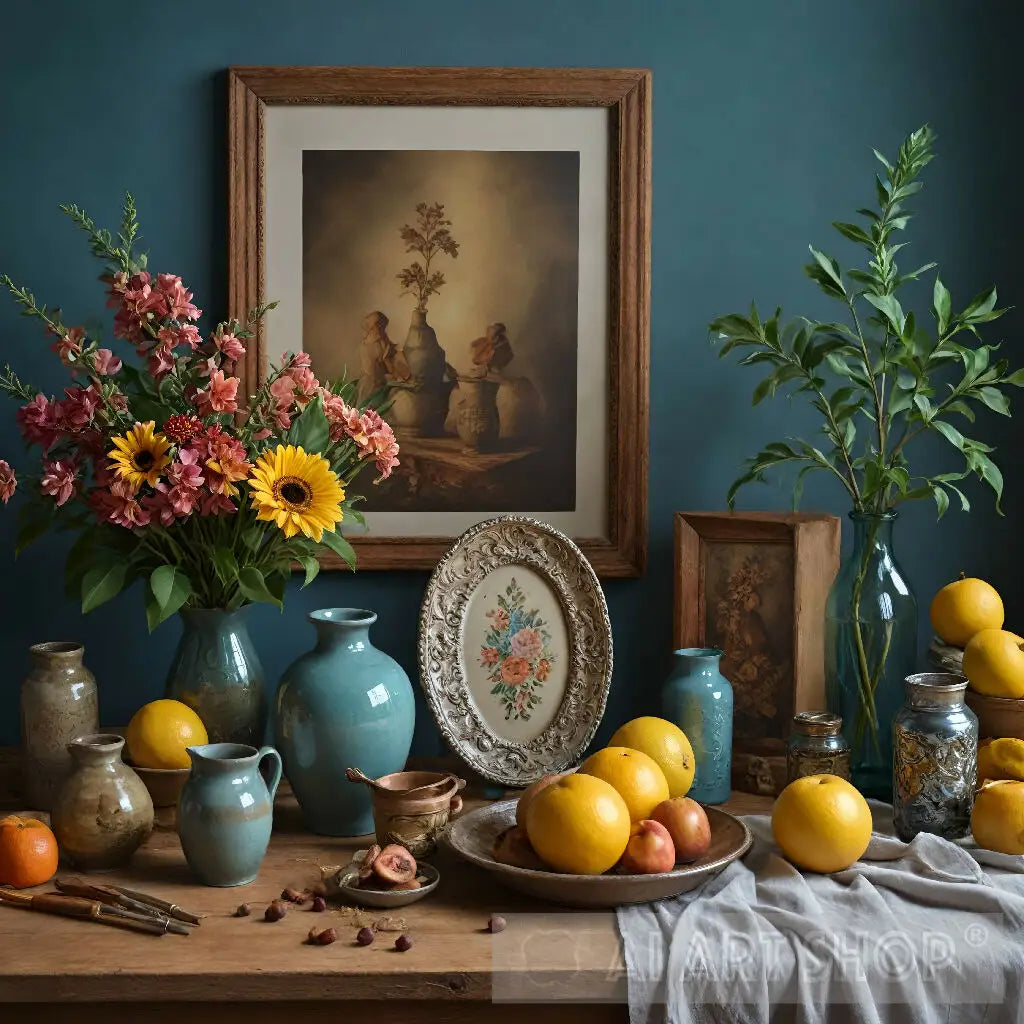 Still life with fruits and flowers