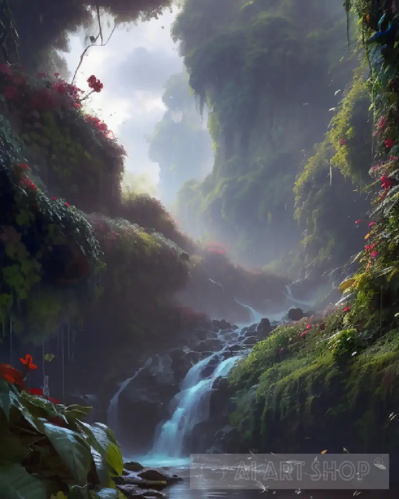 Nature, horizon, waterfall, water, natural, erosion, plants, flower...