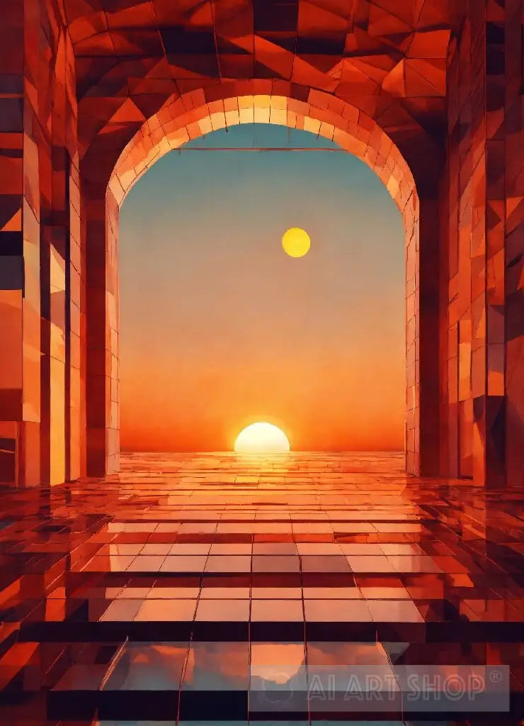 sunrise from geometric figures.