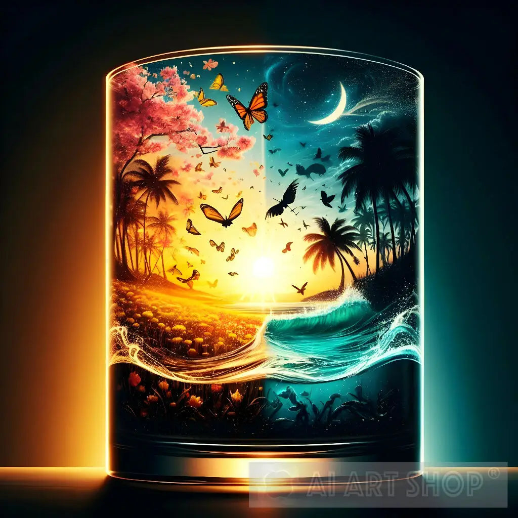 Sunset in a Glass Wall Art - Vibrant and Tranquil Home Decor