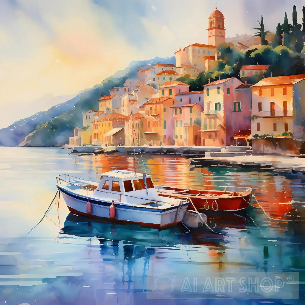 Italian Riviera Sunset Art: Capturing Tranquility
