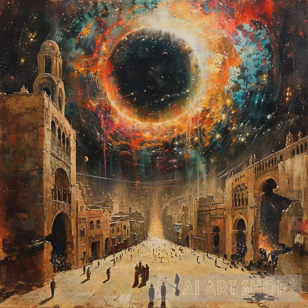 Surreal Market Dawn - Surrealist Illustration