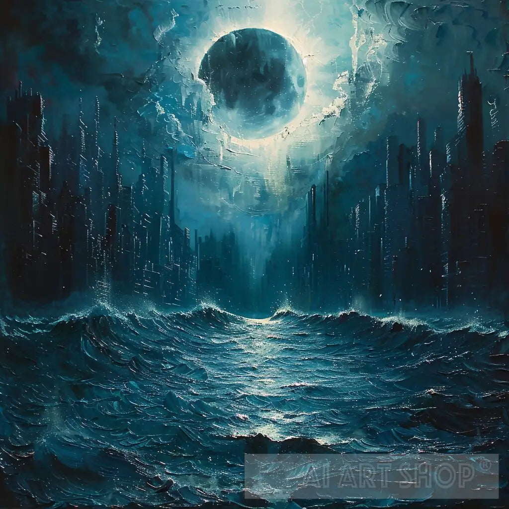 Surreal Submerged Cityscape - Surrealist Art