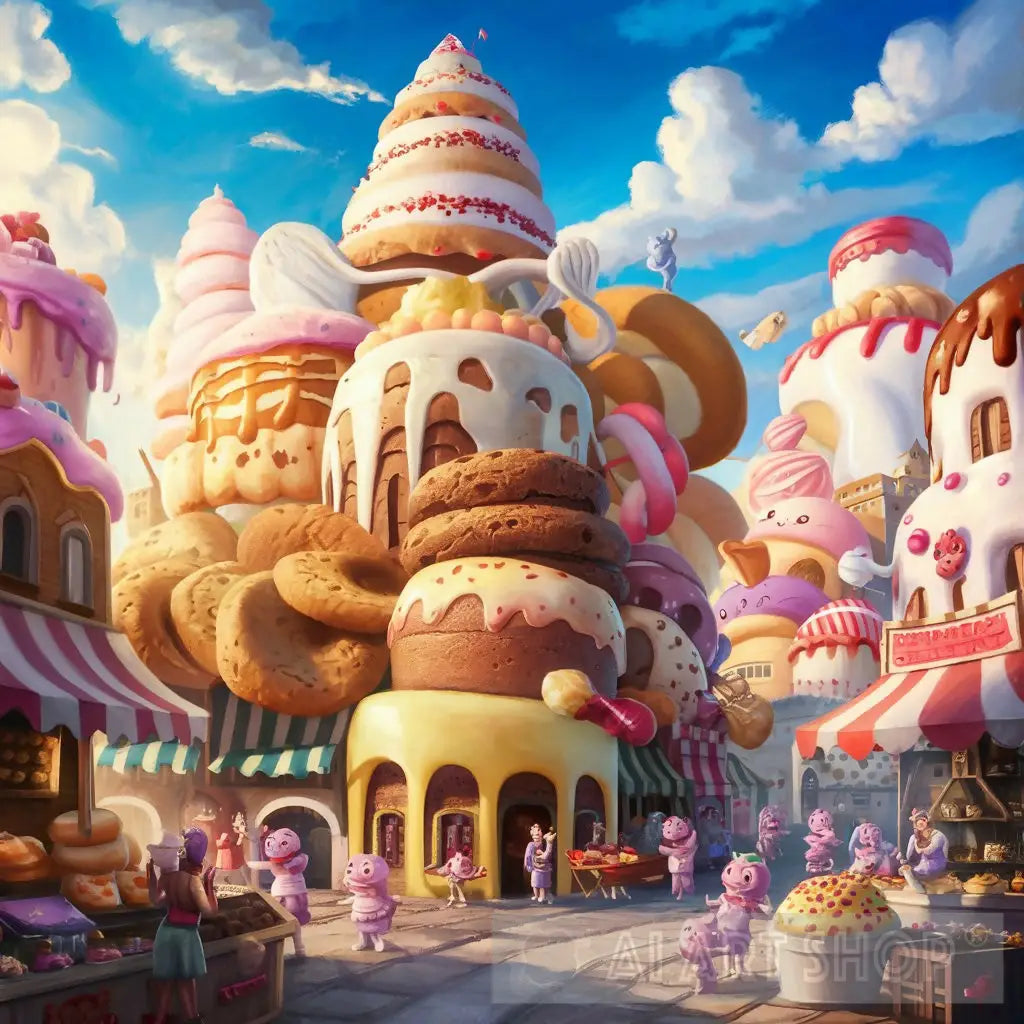 Sweetopia: A City Where Desserts Rule | Whimsical Art by [Stellex]