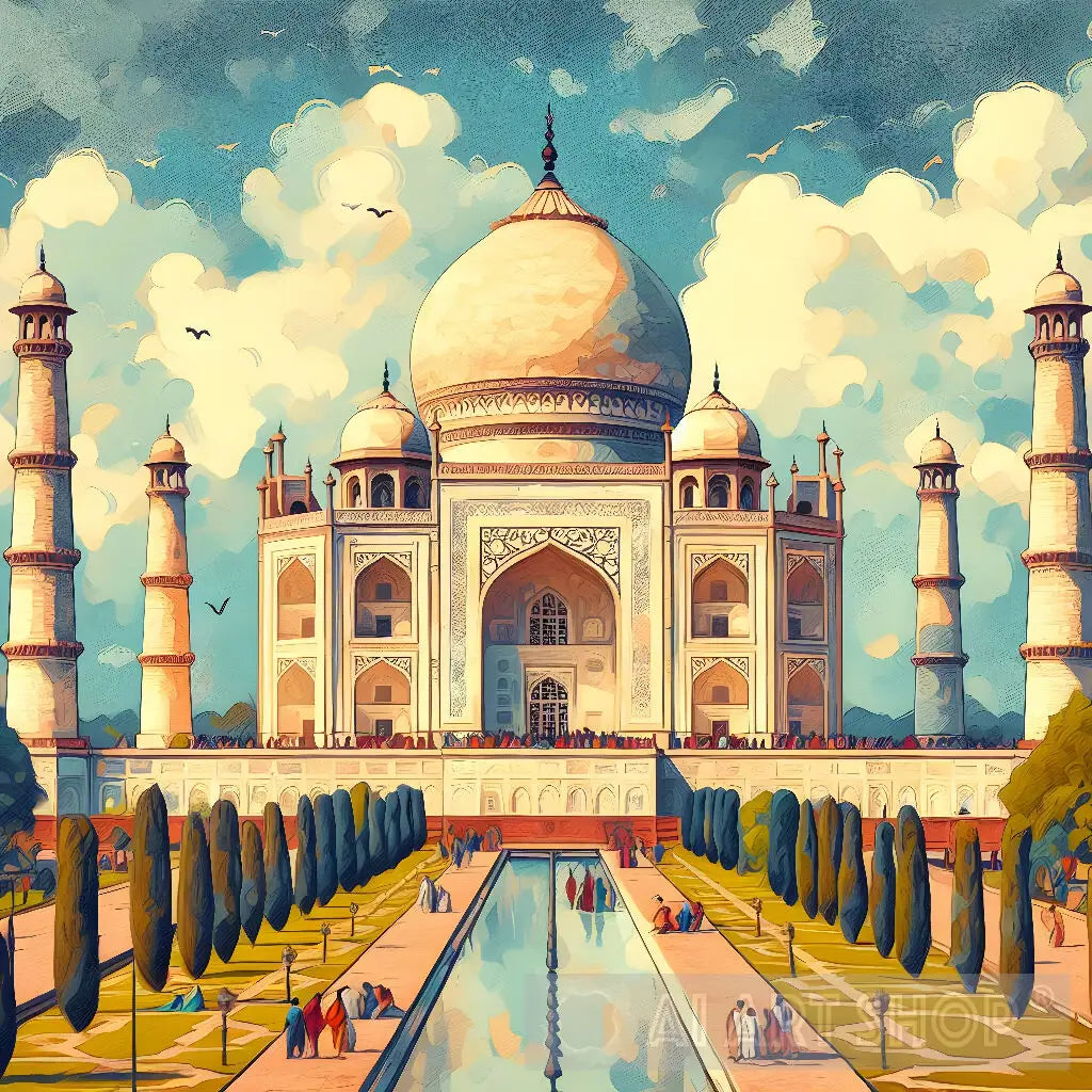 Taj Mahal Painting - Iconic Indian Landmark Artwork | Handcrafted M...