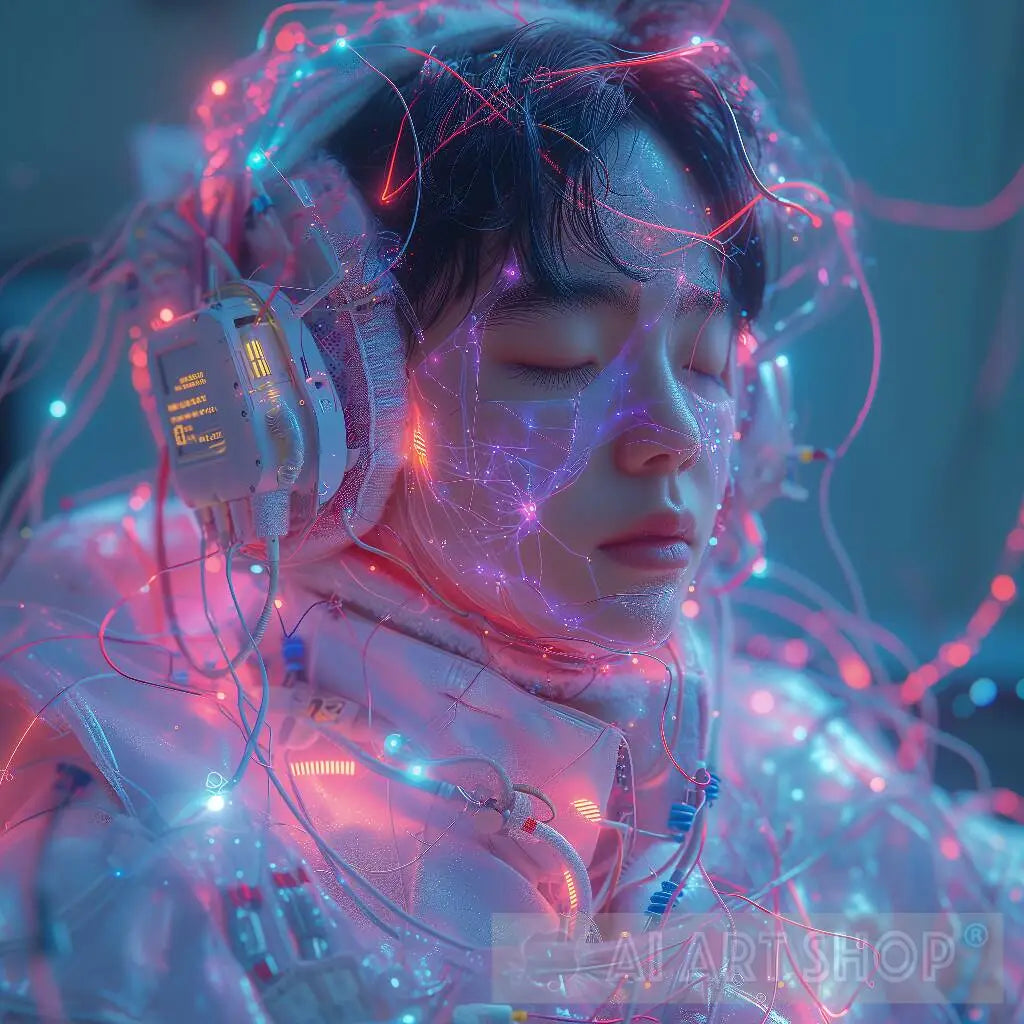 Technological Embrace Art - Surreal & Hyper-Realistic Tech Fantasy