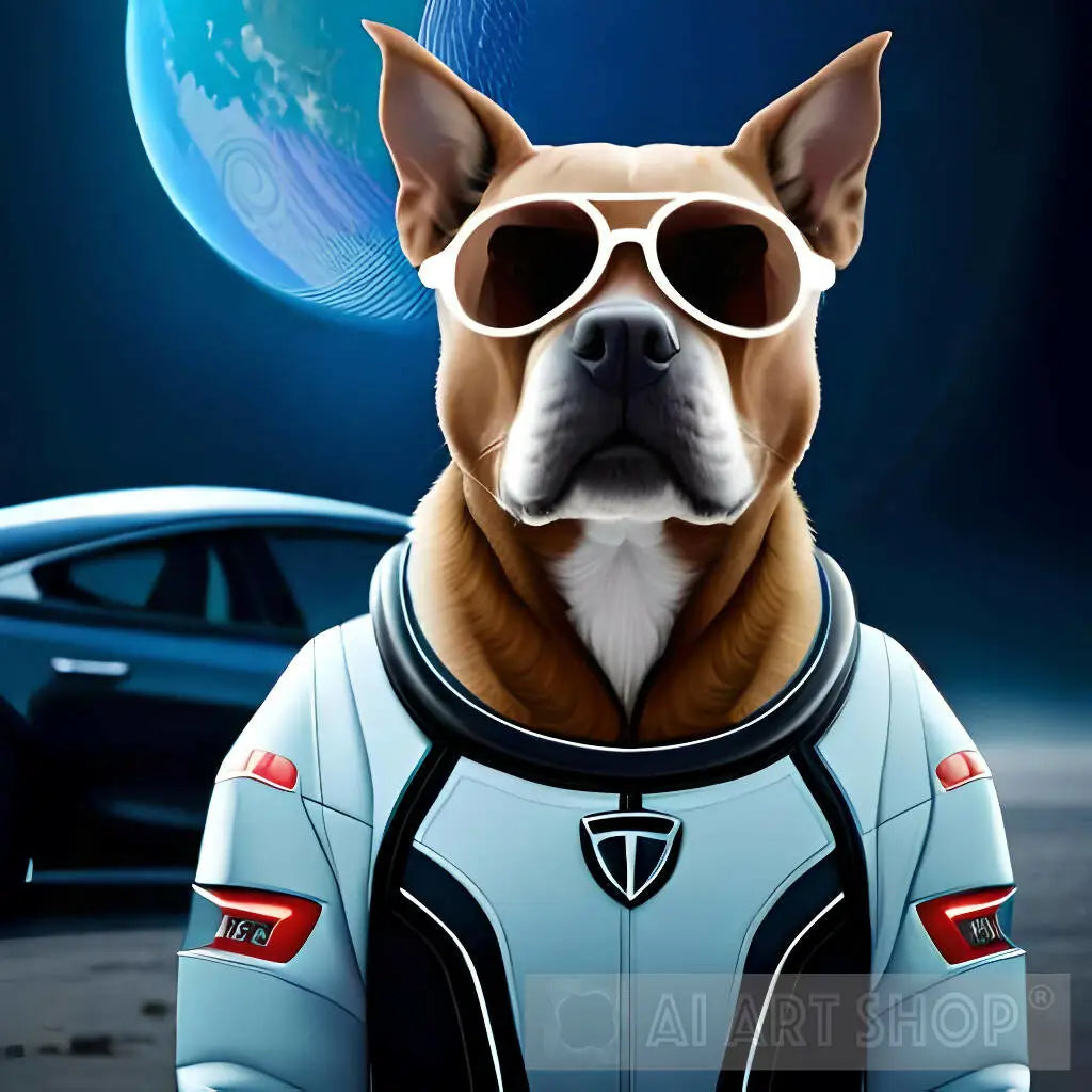 Tesla Pitbull on the Moon