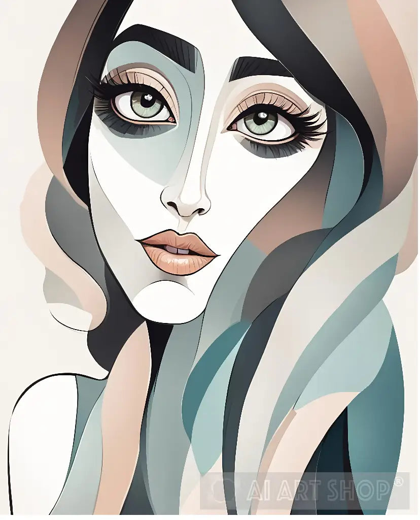 Illustrated woman's face