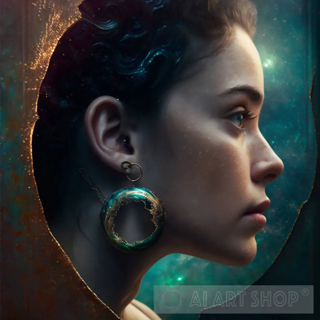 The Earring Rift: A Window to Parallel Universes. Surrealism AI Art...