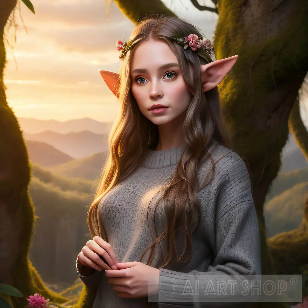 elf, girl, forest, 3D, cartoon, portrait