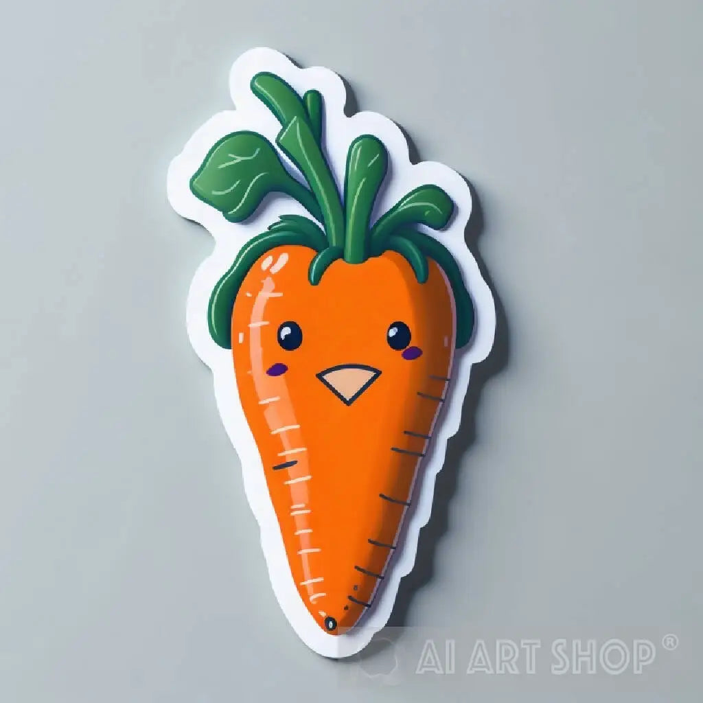 sticker, cartoon, cute, carrot, Vermeer, white background, 12K reso...
