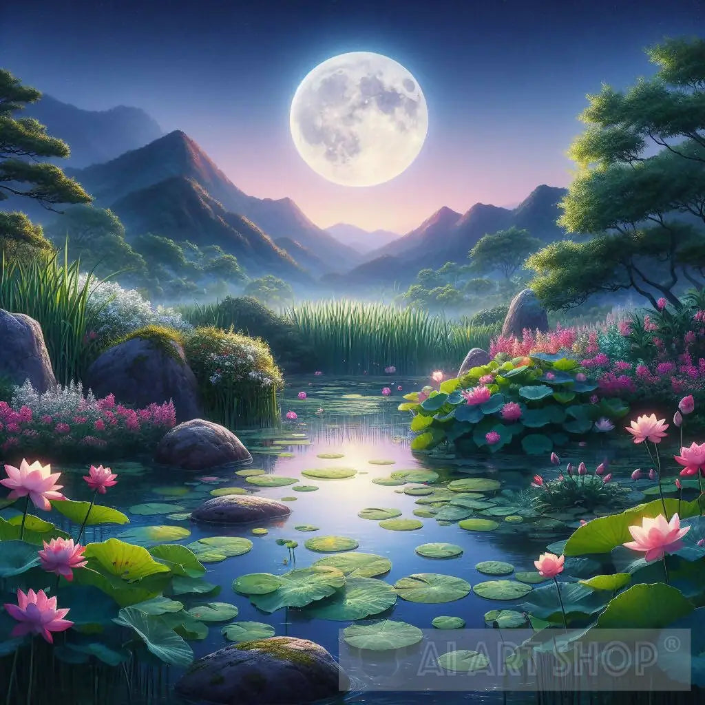The Full Moon, the Mountains, and the Lotus Pond.