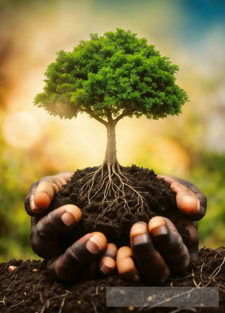 African American hand,Tree in hand,Tree roots in hand,Symbolic tree...