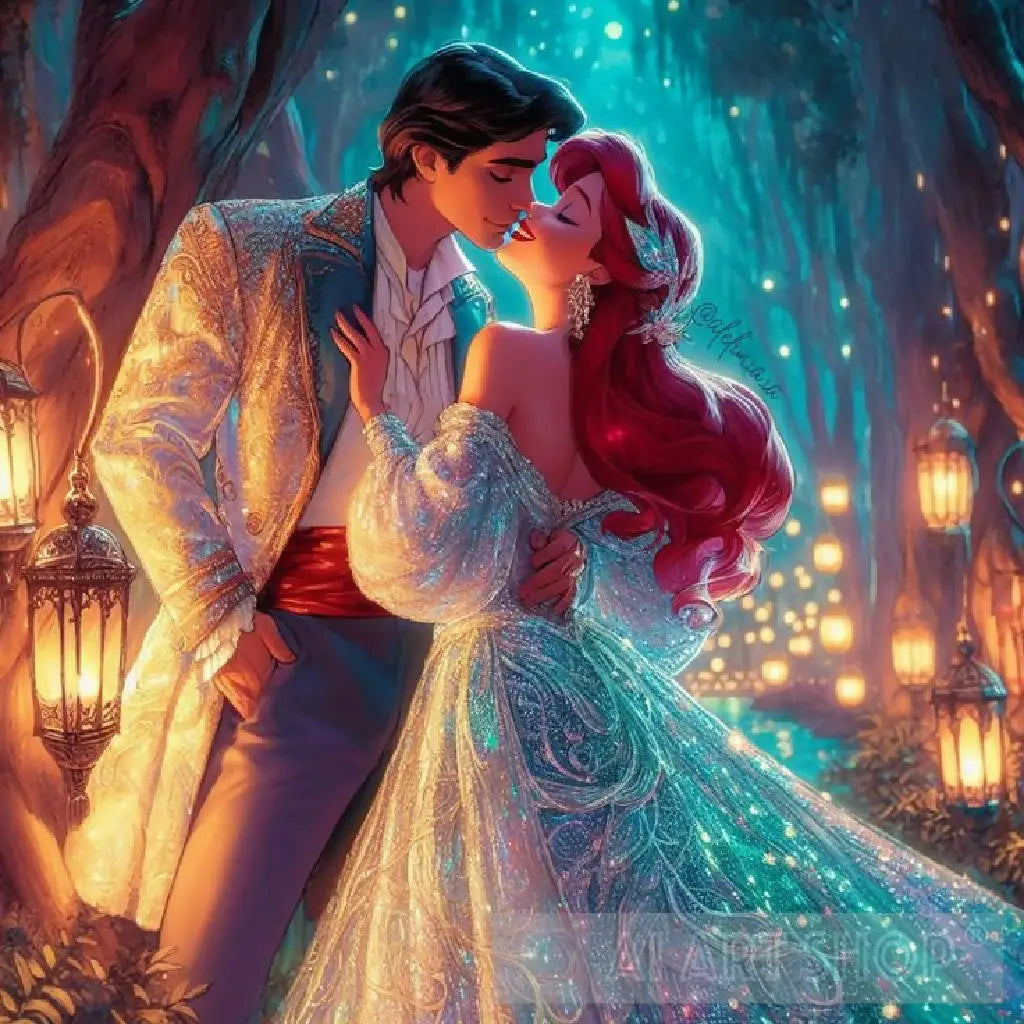 "Romantic Reverie: Sea Bride and Prince Encounter"