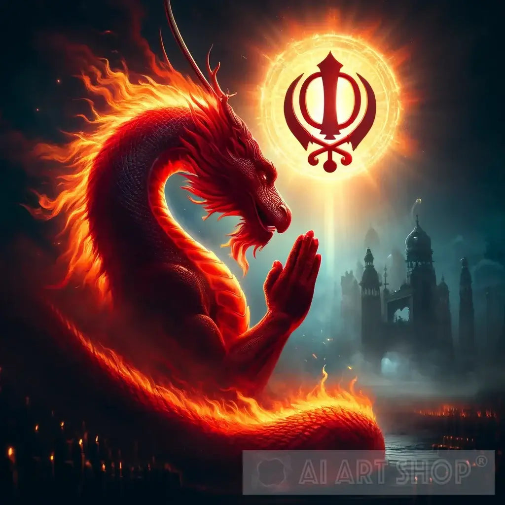 The Red Sikh Dragon praying