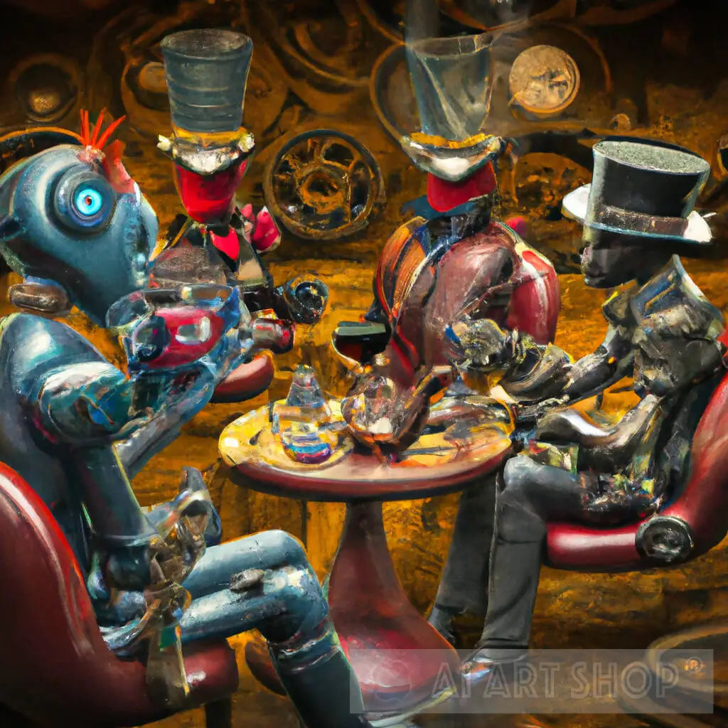 The Rusty Robot Tavern: Comic book style AI generated art painting ...