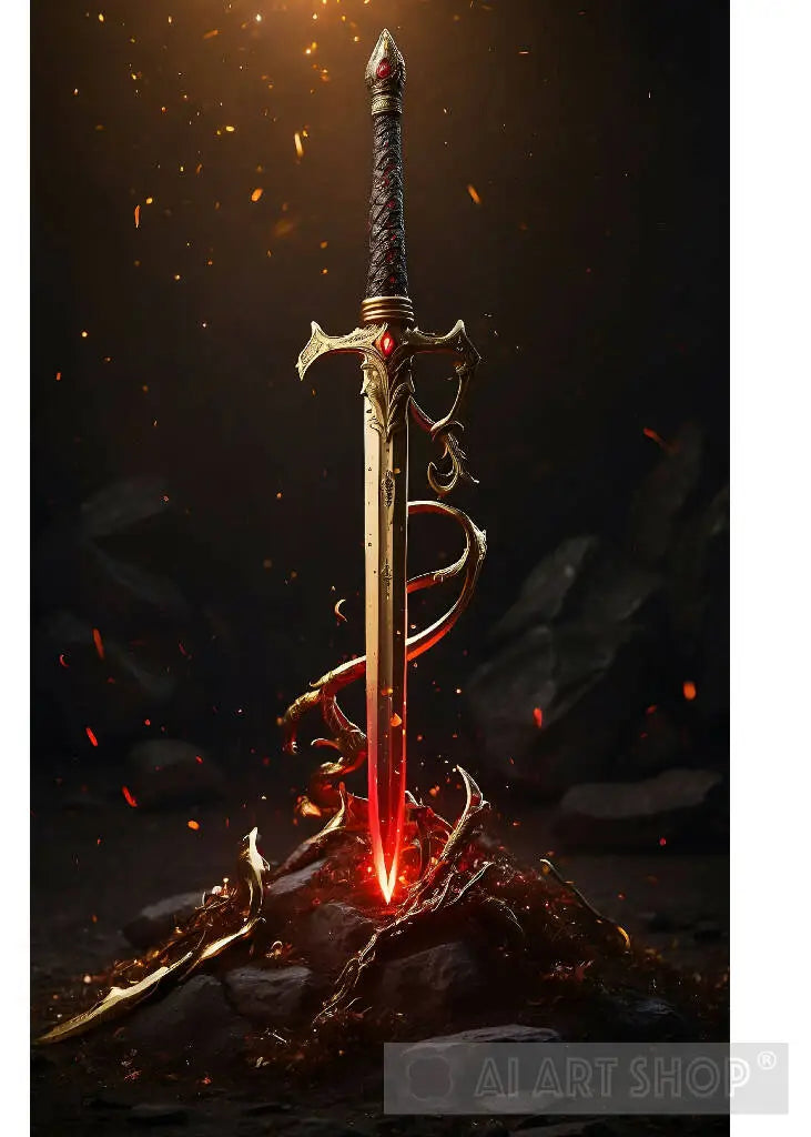 sword,golden,red,the ground,pen