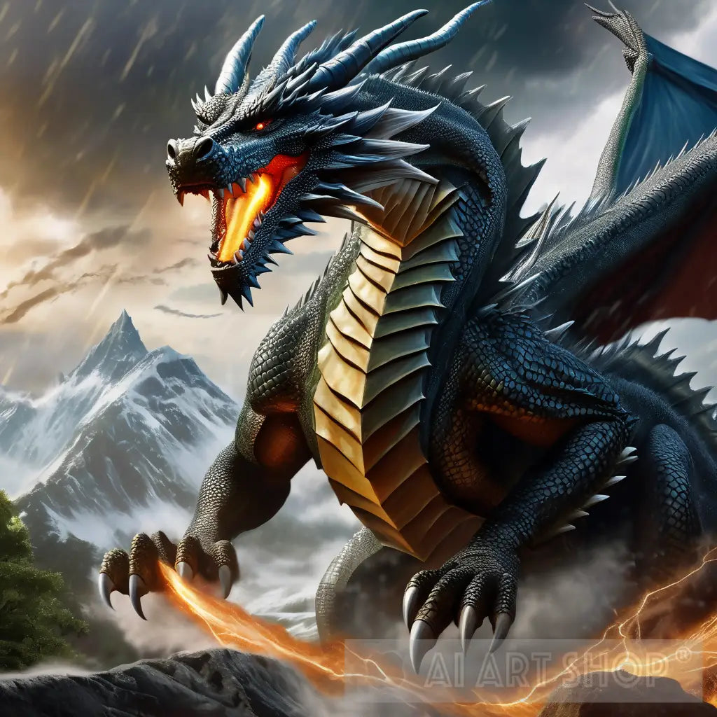 The Thunderclaw - Mythical Dragons Art By AI Artz