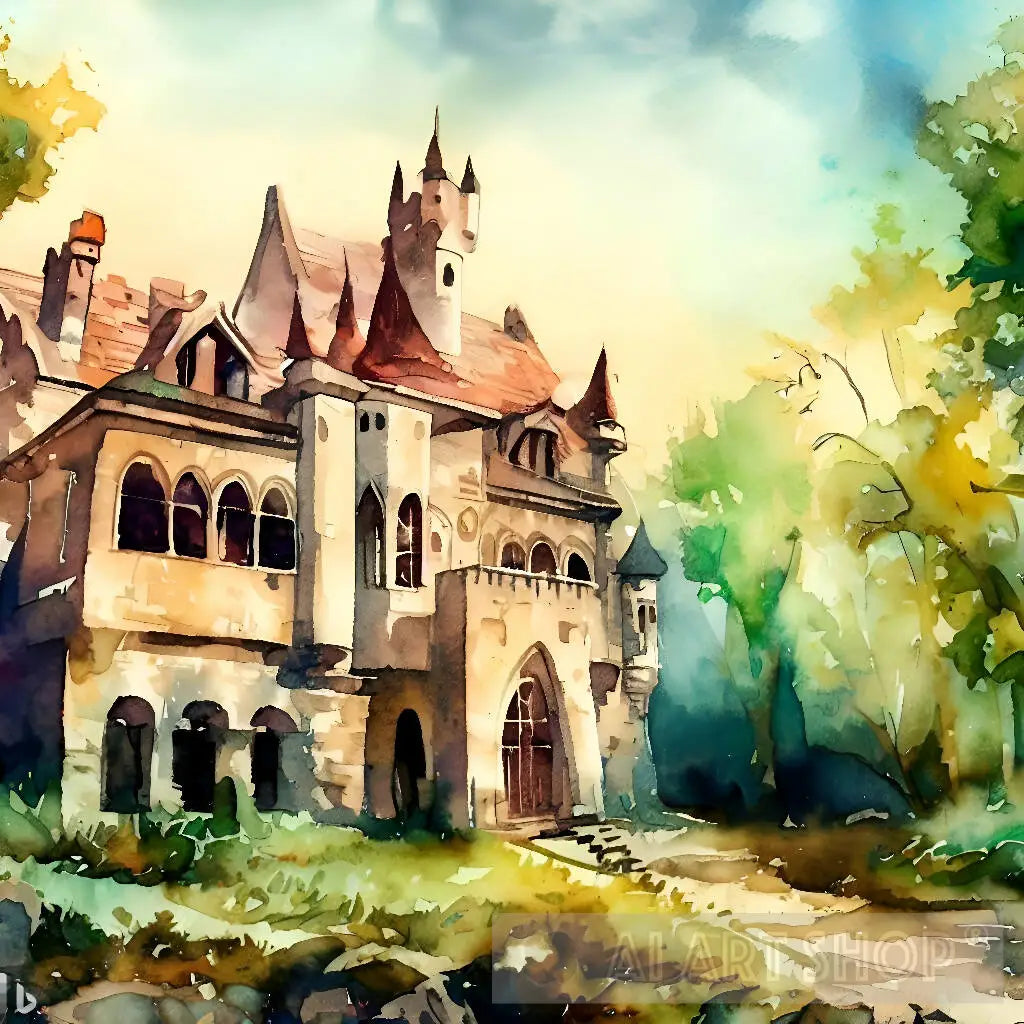 Watercolour Castle Wall Print | Stunning Artwork for Your Home