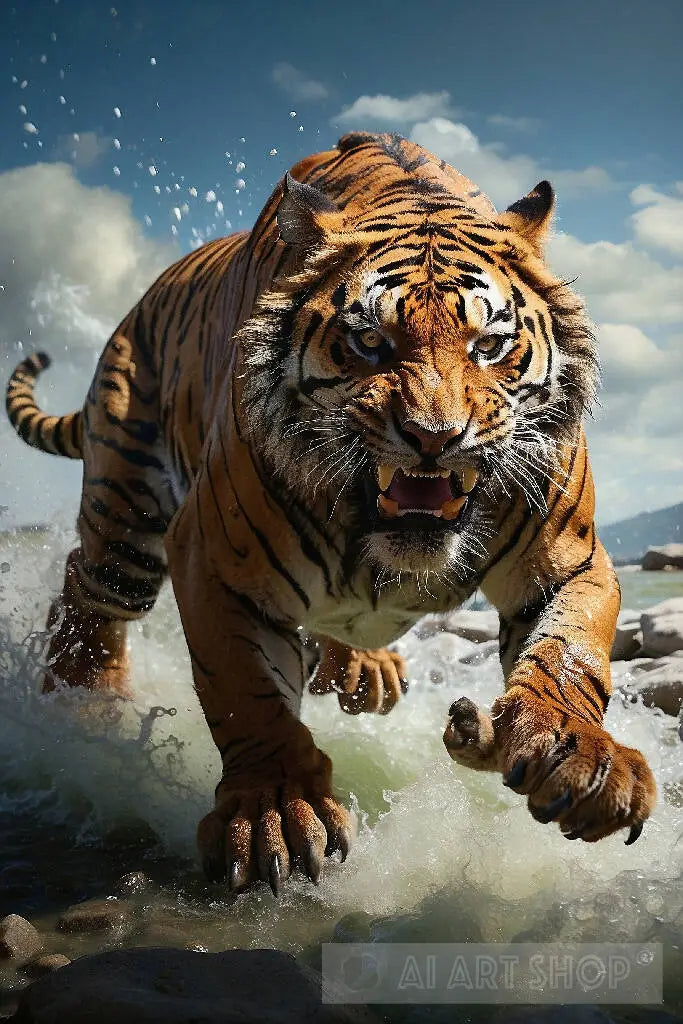 Tiger attacking