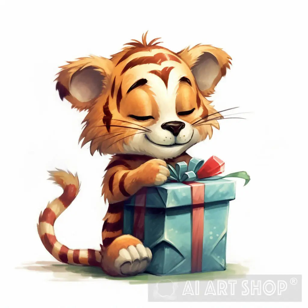 Tiger cub with Present