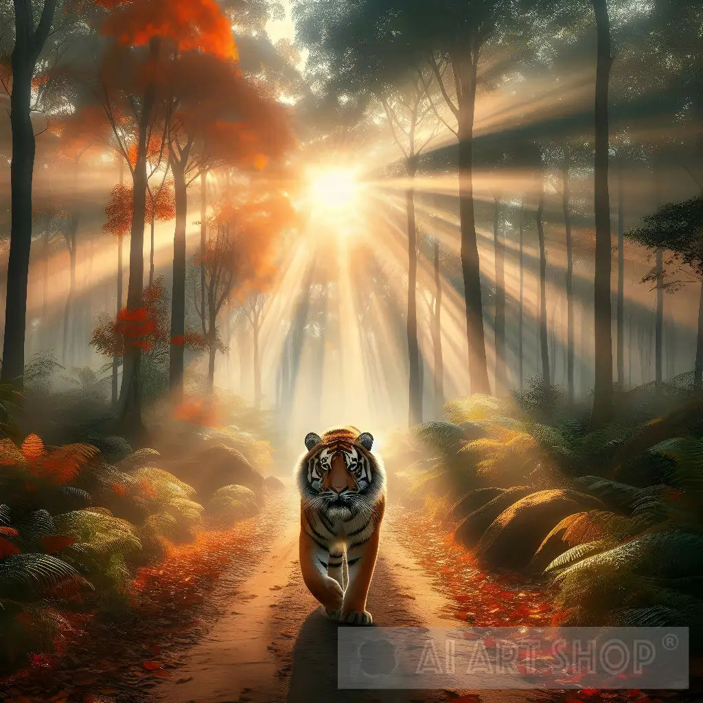 Unleash the Wild Spirit: Tiger In The Forest Wall Art - Bring the M...