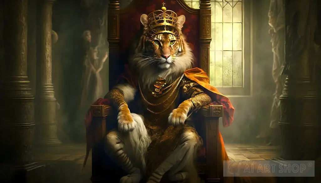 tiger, king, throne, royal, crown, majestic, regal, royalty, kingdo...