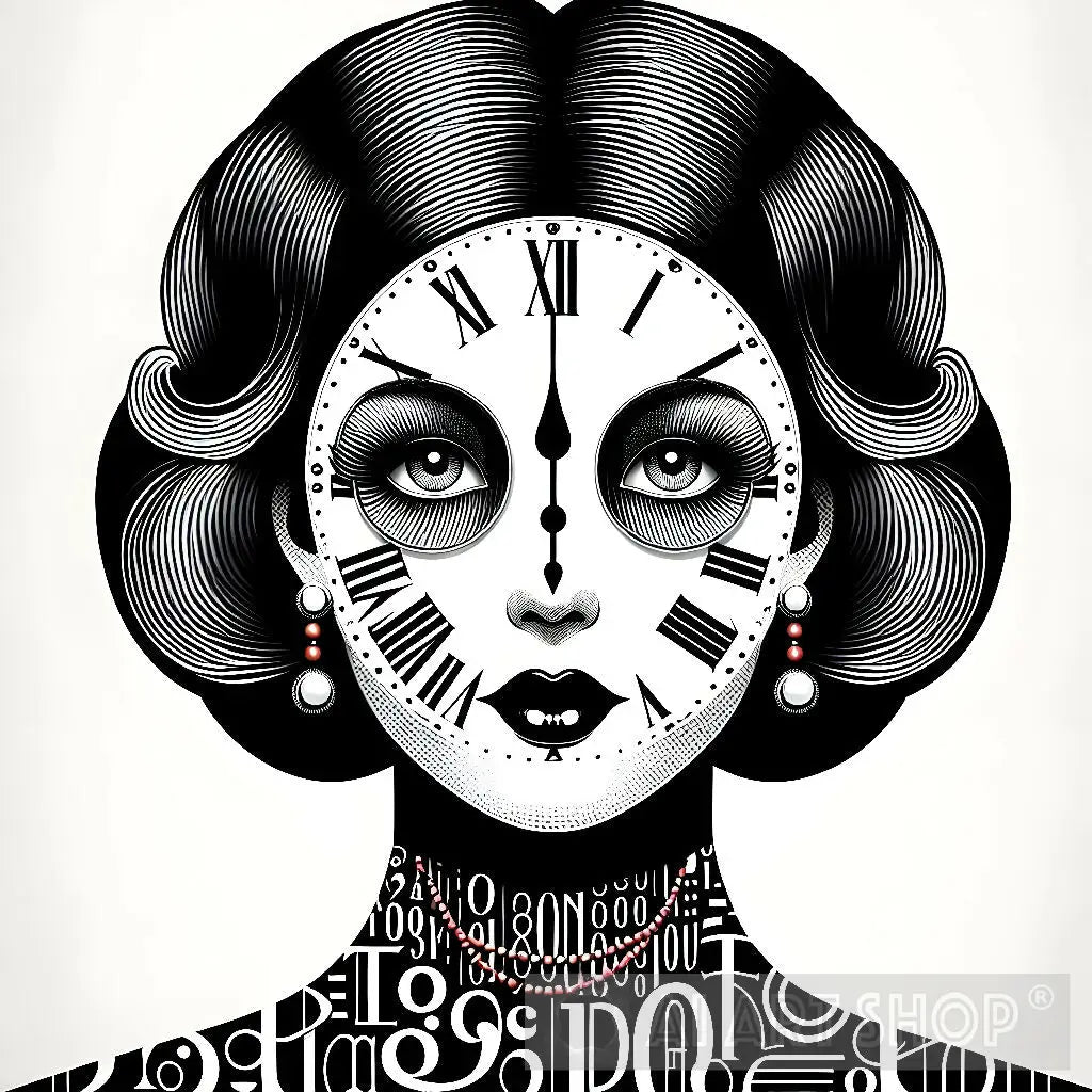 Woman In Clock Face Wall Art - Captivating and Symbolic Home Decor,...
