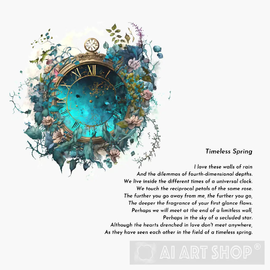 romantic poem art, art with poem, spring art poem, wall clock