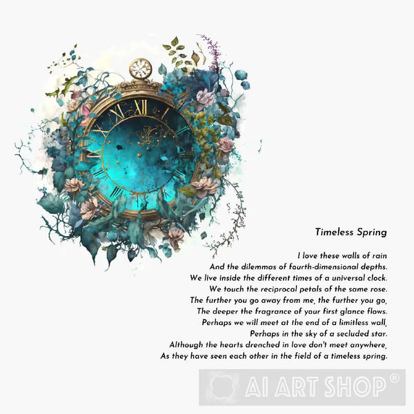romantic poem art, art with poem, spring art poem, wall clock