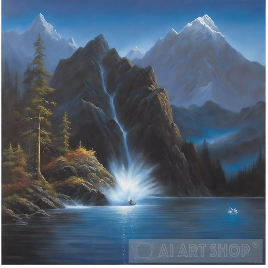 Tranquil Peaks: Abstract Mountain Landscape Painting | High-Quality...