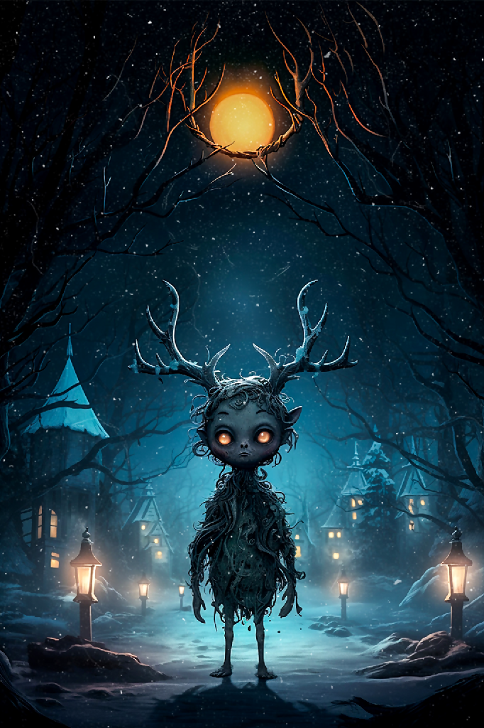 Winter Creepy Reindeer Creature art