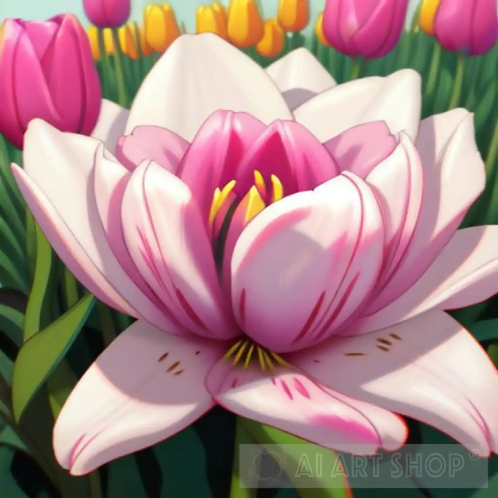 Tulip Flower Elegant Petals Vibrant Colors Heart-shaped Bloom Sprin...