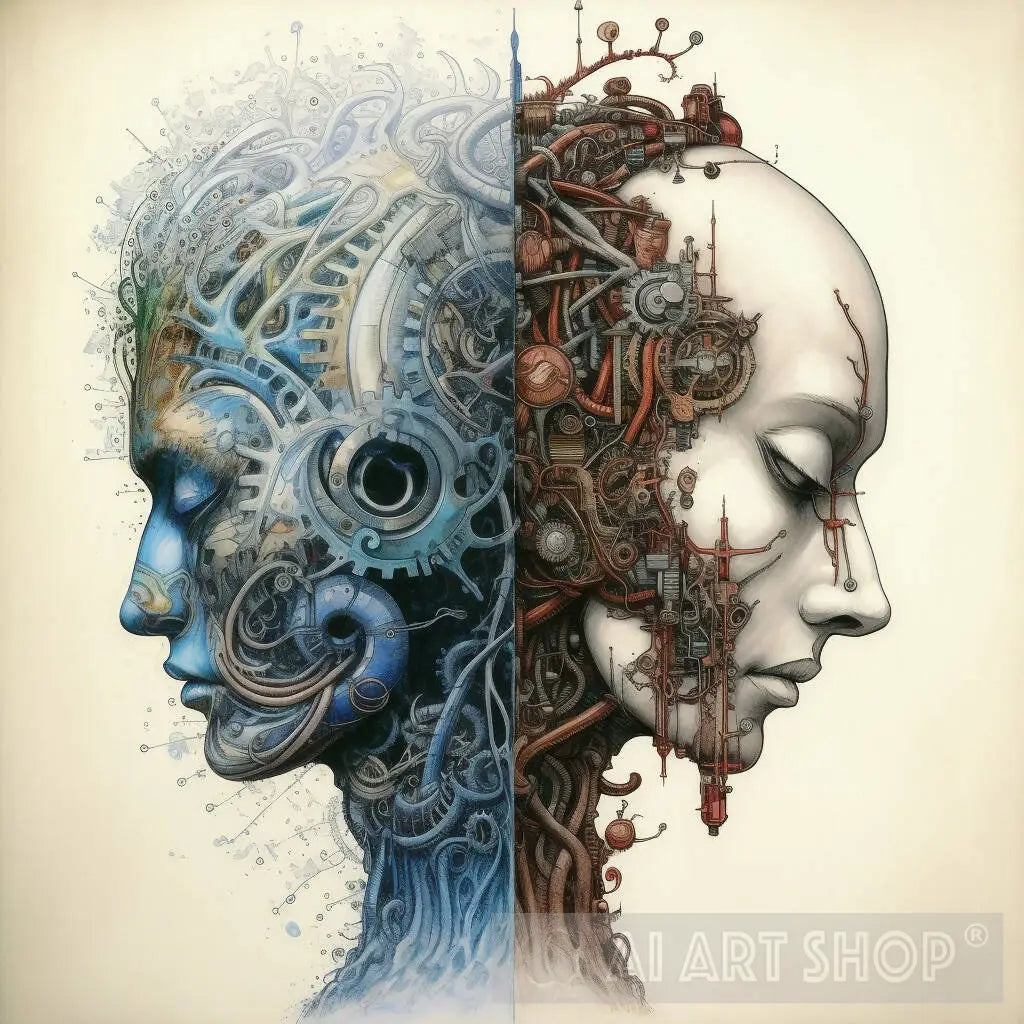 Ai art, android Jones, bipolar art, two minds
