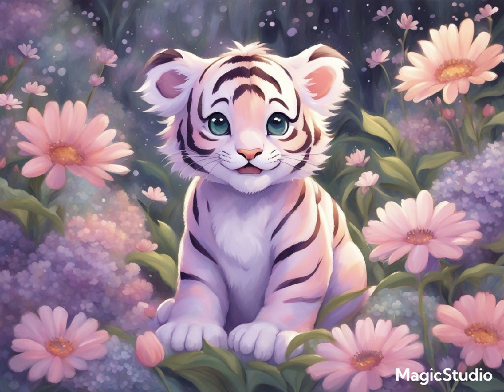 baby tiger art, pastel nursery decor, cute animal print, watercolor...