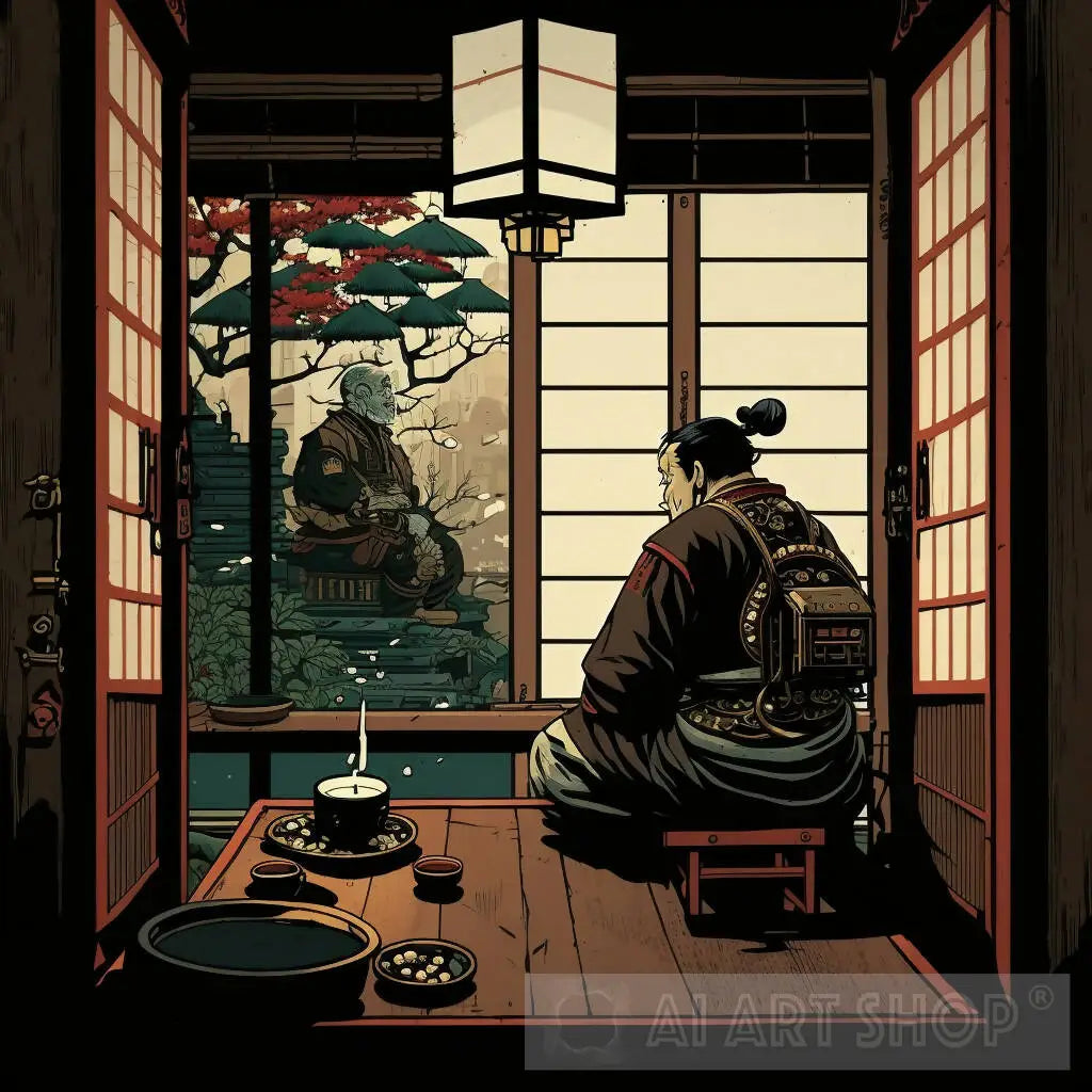#Ukiyo-e #samurai #sitting #japan